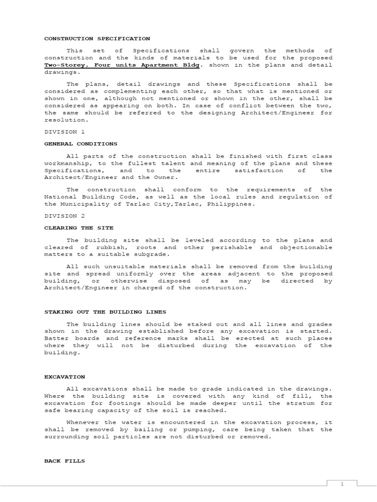 Construction Specification | PDF
