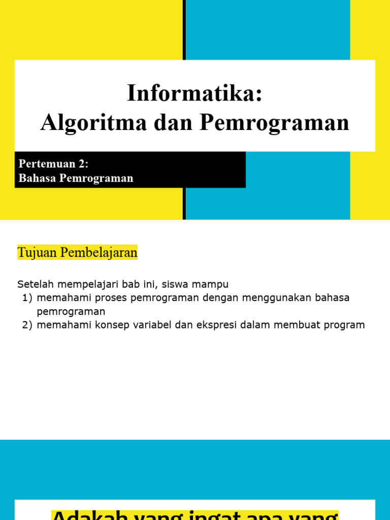 5 Algoritma Dan Pemrograman - Pertemuan 2 | PDF