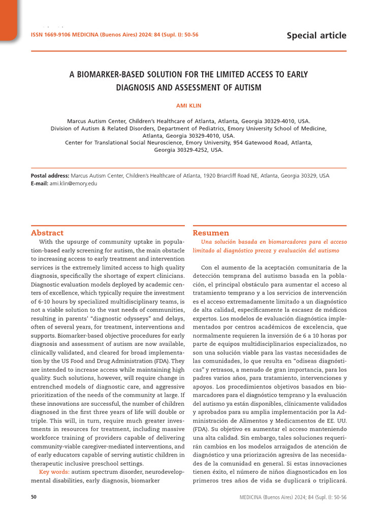 Special Article: Resumen | PDF | Autism Spectrum | Medical Diagnosis