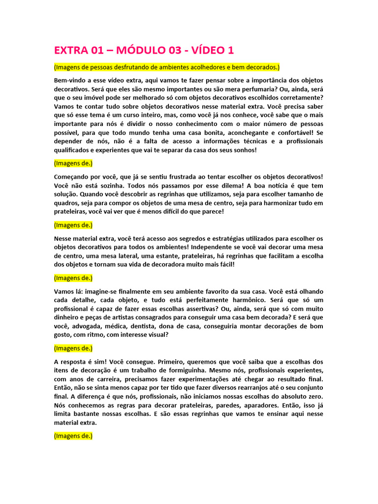 Extra - Módulo 03 - Objetos Decorativos | PDF