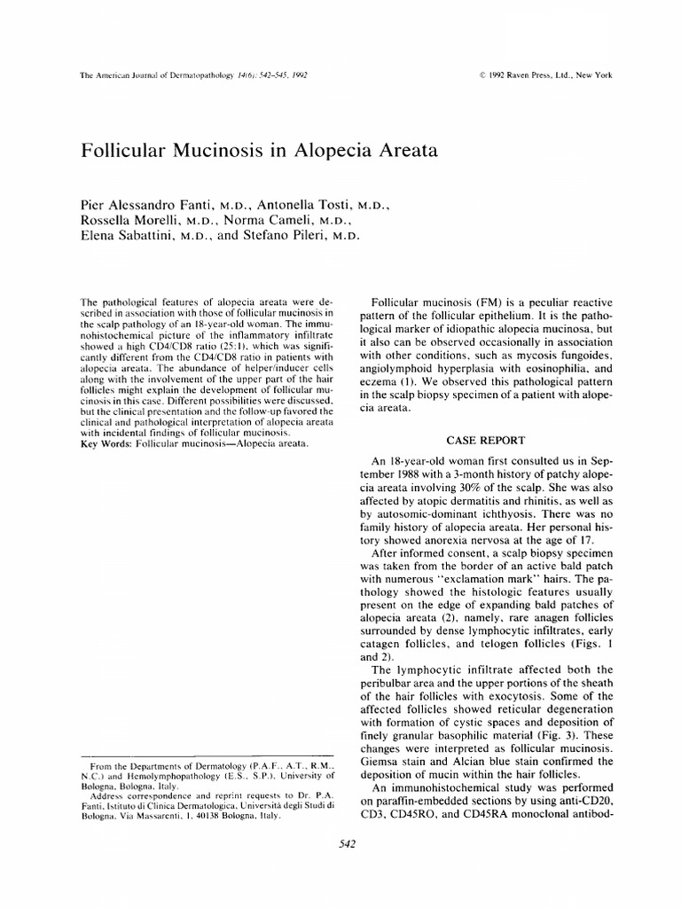 92 Follicular Mucinosis in Alopecia Areata | PDF