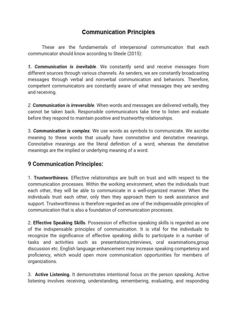 Lesson 2 - Communication Principles | PDF | Communication | Human Communication