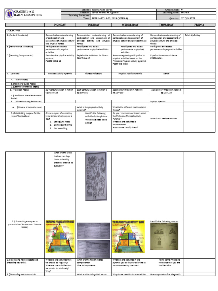 DLL - Mapeh 6 - Q3 - W4 | Download Free PDF | Dances | Learning