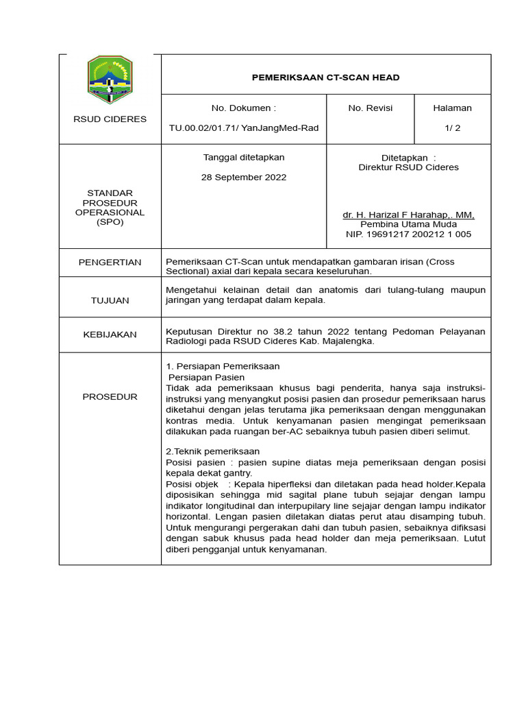 Sop CT Scan | PDF