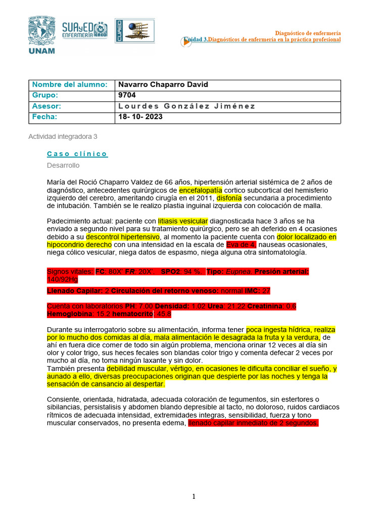 Act - Integ - U3. DNavarro | PDF | Dieta | Nutrición