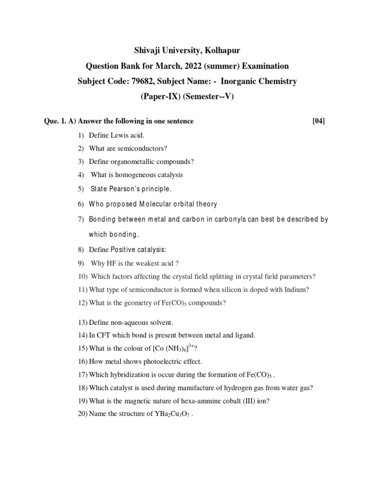 Inorganic Chemistry-3 | PDF