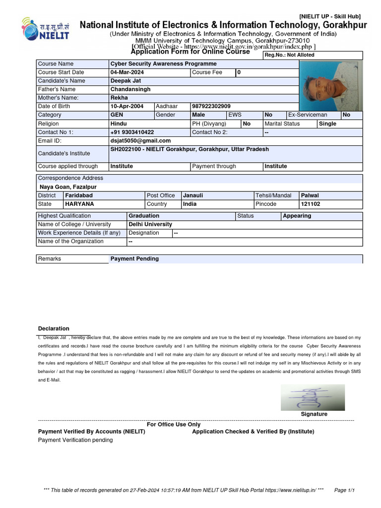 10973-Deepak Jat Application | PDF