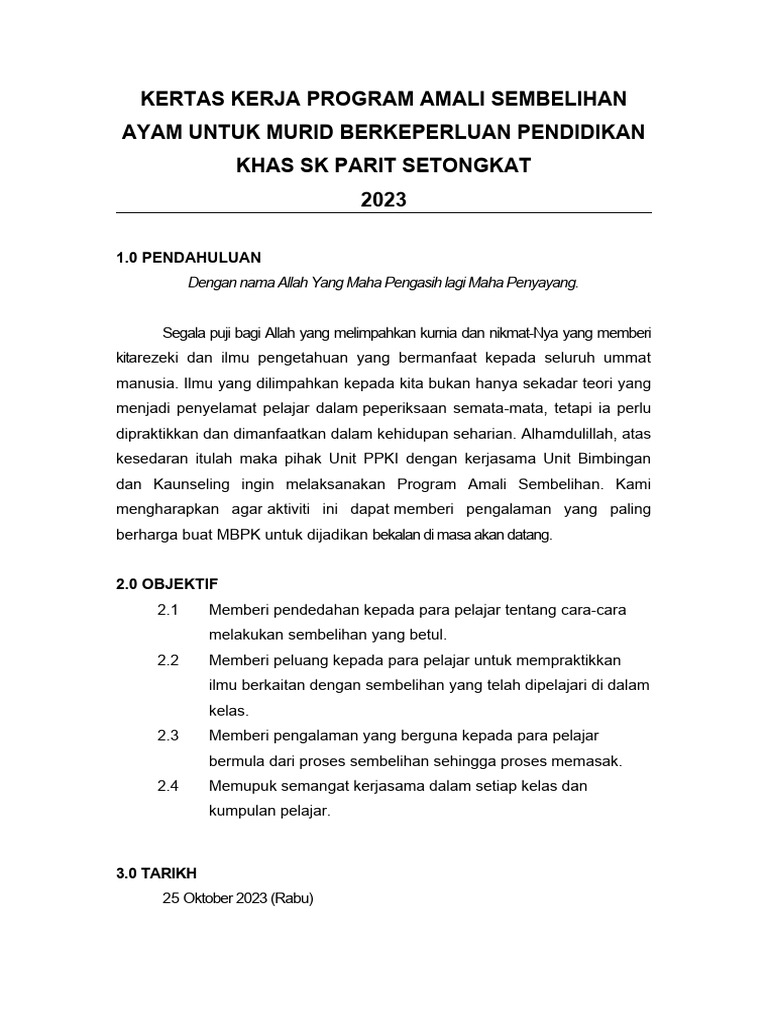 KK Program Sembelihan Ayam | PDF