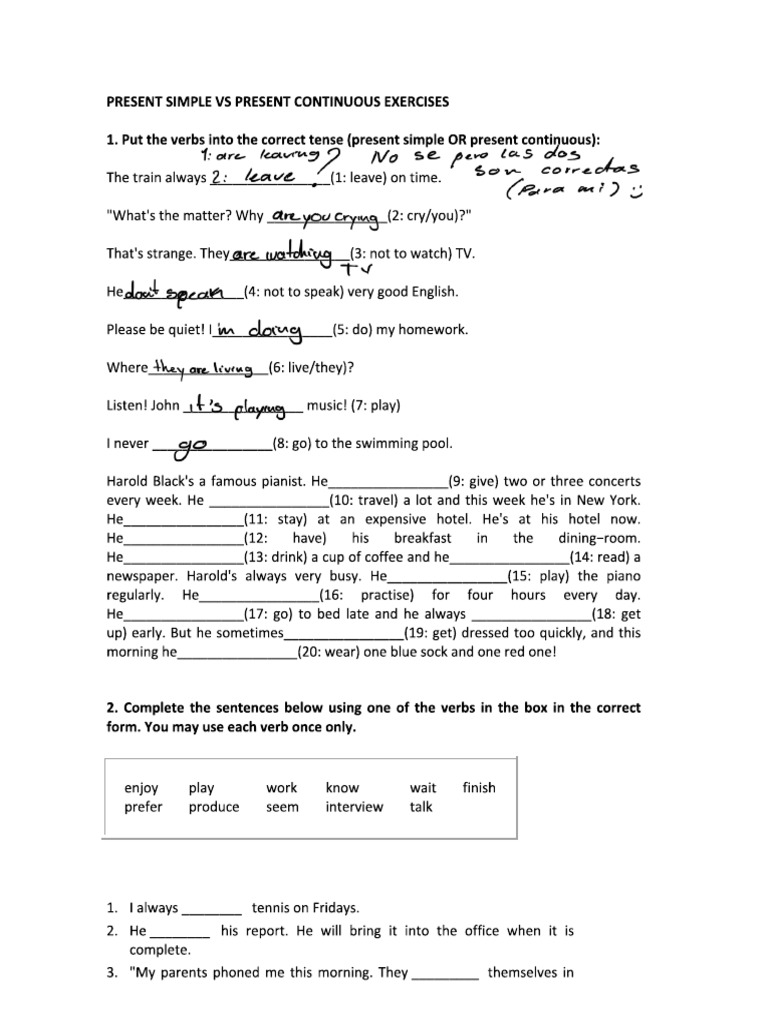 Present Simple Vs Present Continuous 1 | PDF
