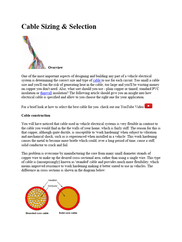 Cable Sizing | PDF | Home & Garden | Computers