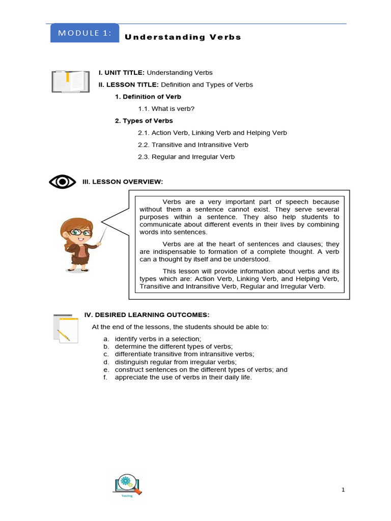 Module 1-Types of Verbs - 3 | PDF | Verb | Grammatical Conjugation