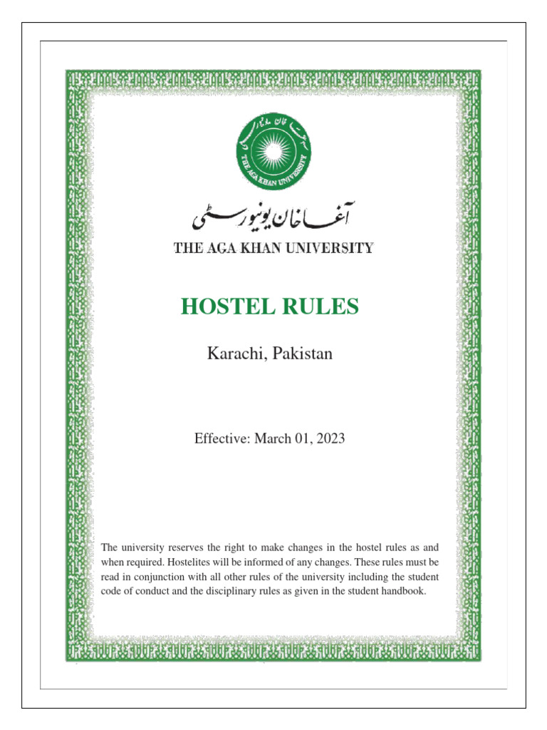 AKU Hostel Rules 2023 | PDF | Hospital | Housekeeping