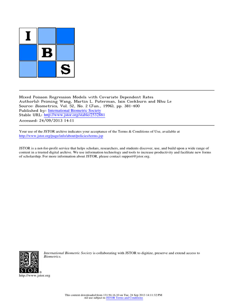 International Biometric Society | PDF | Akaike Information Criterion | Statistical Theory