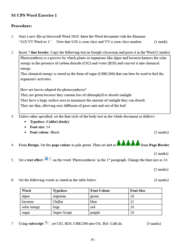 Word Ex1 Procedures | PDF