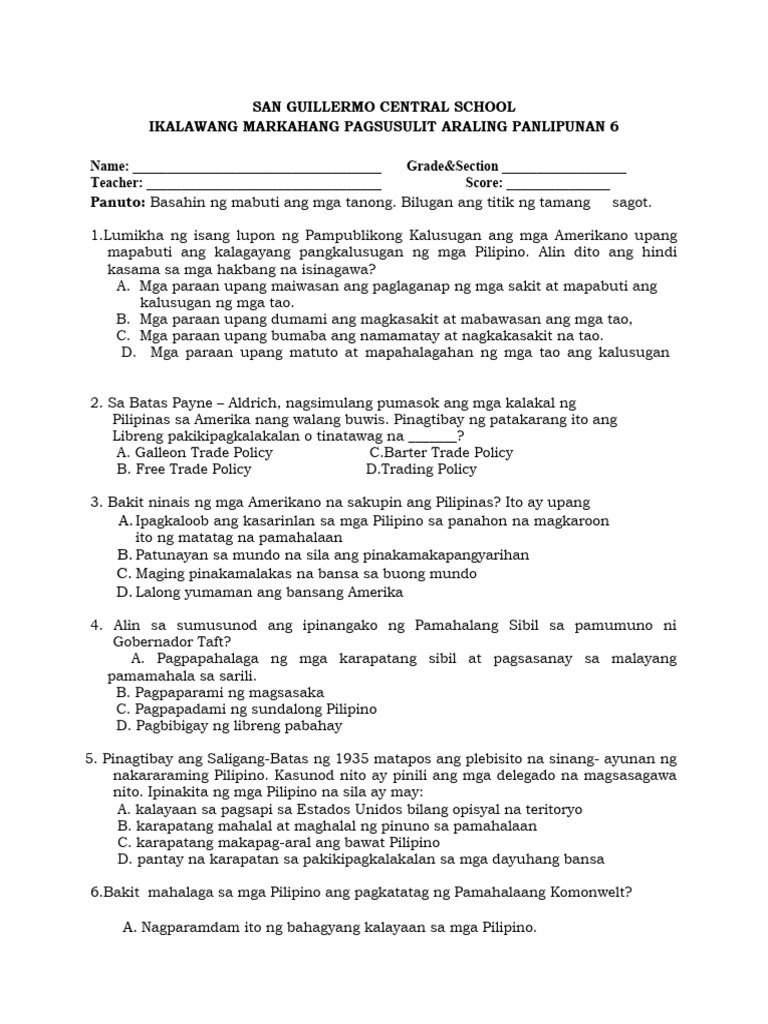 Ap 6 Summative Test 2024 | PDF