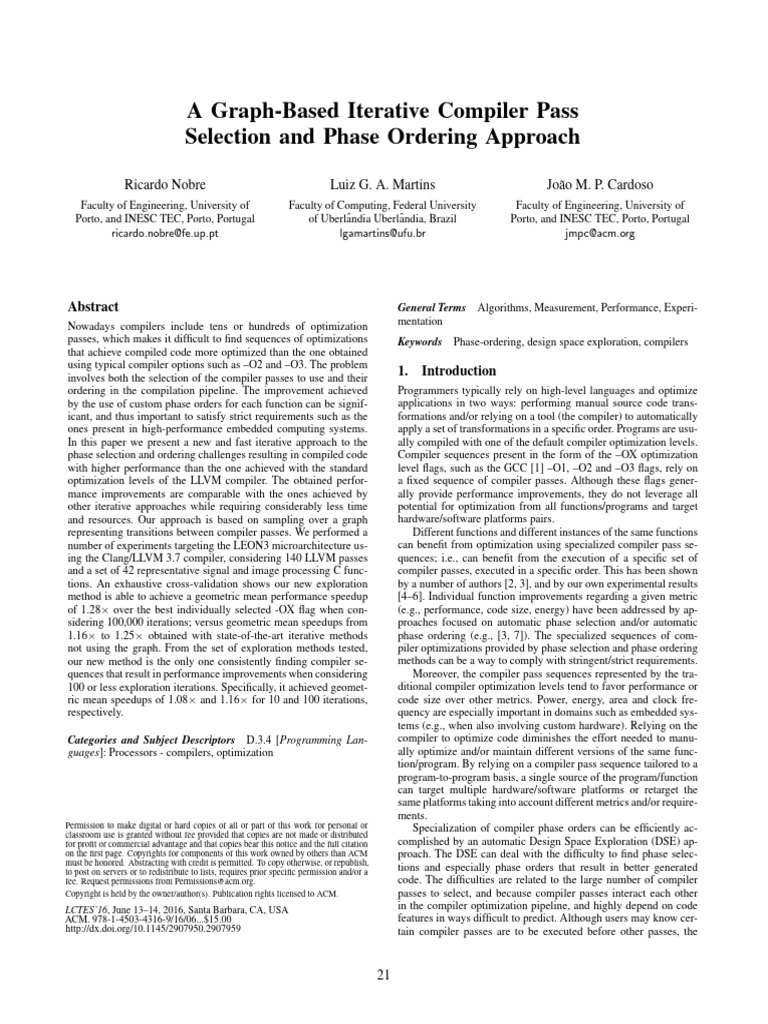 A Graph-Based Iterative Compiler Pass Selection | PDF | Compiler | Mathematical Optimization