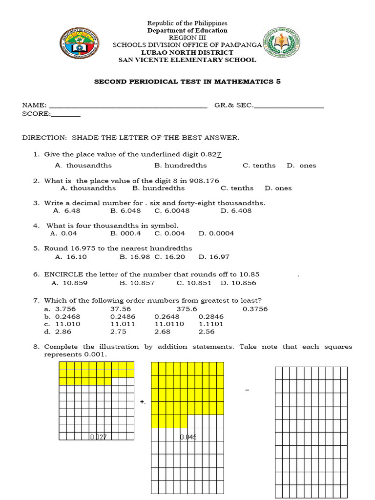PT Mathematics-5 Q2 | PDF | Ratio | Mathematics