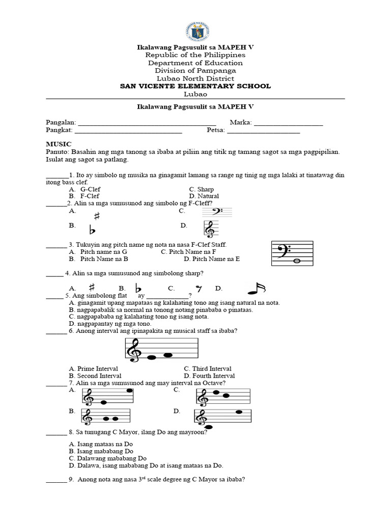 MAPEH 5 2nd Quarter Exam | PDF