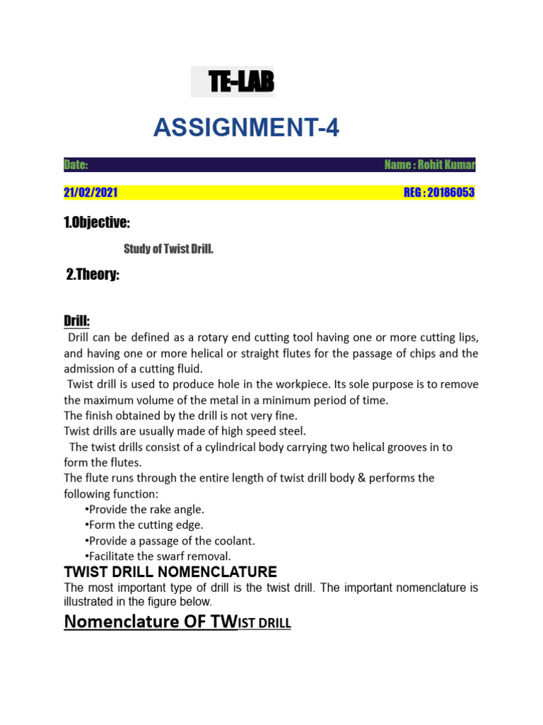 TE Lab 4 6053R | PDF | Drill | Drilling