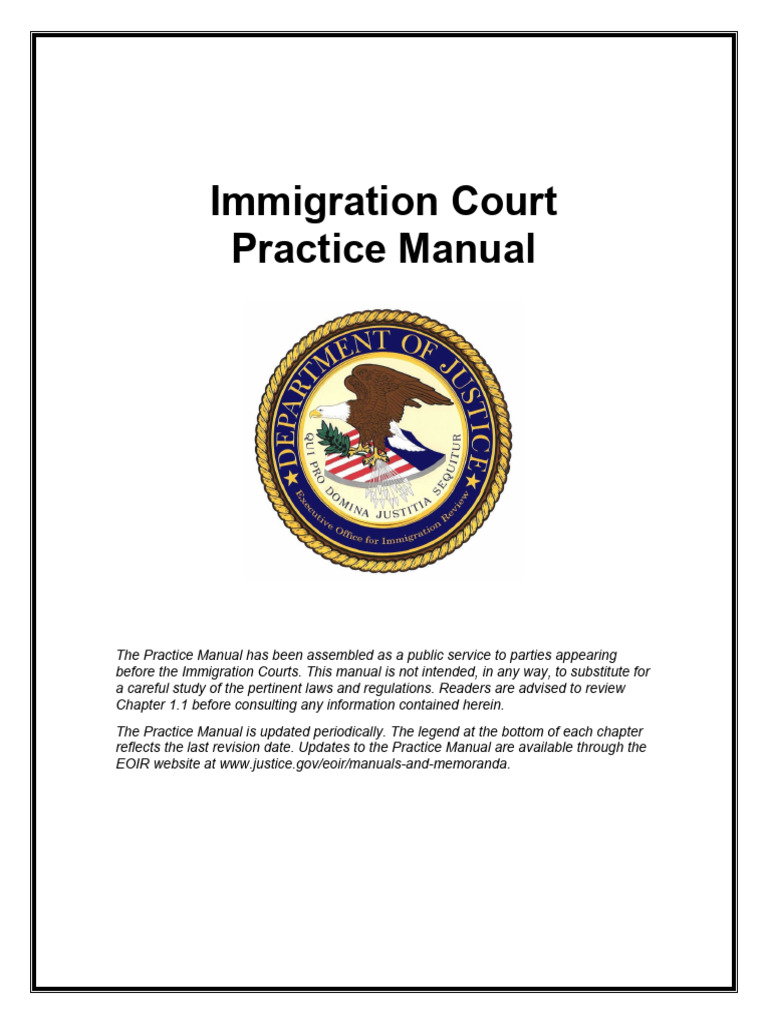 Immigration Court Practice Manual Nov. 2022 | PDF