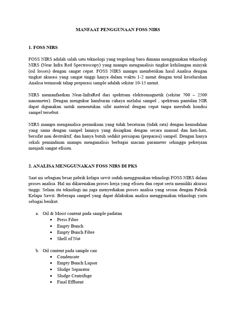 BA - Manfaat Penggunaan Foss Nirs | PDF