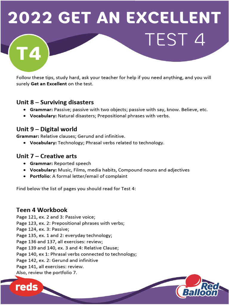 Study Guide for Test 4 Preparation | PDF | English Grammar | Verb