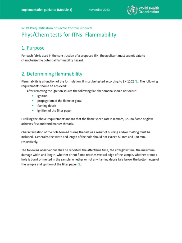 Phys, Chem Tests For ITNs, Flammability | PDF | Combustion | Physical ...