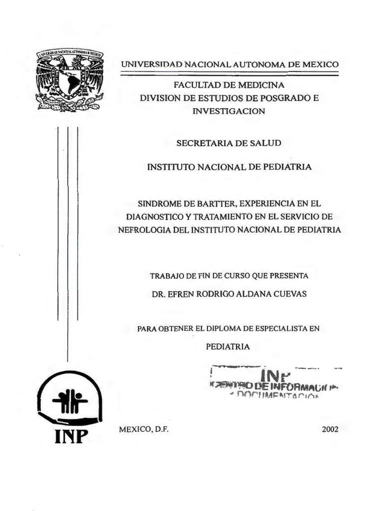 Diagnóstico y Tratamiento del Síndrome de Bartter | PDF