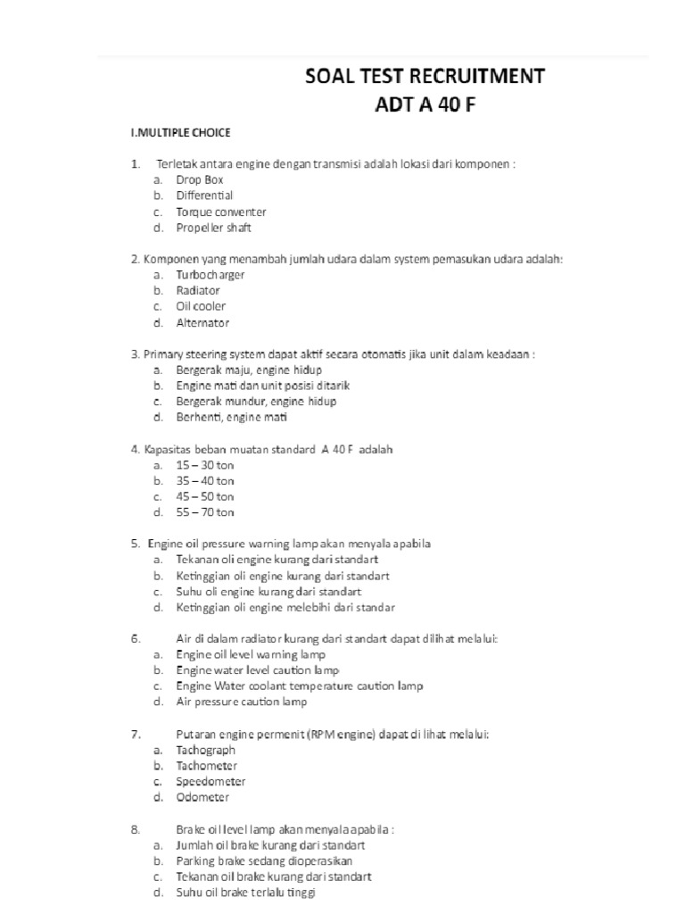 Soal Tes Operator | PDF