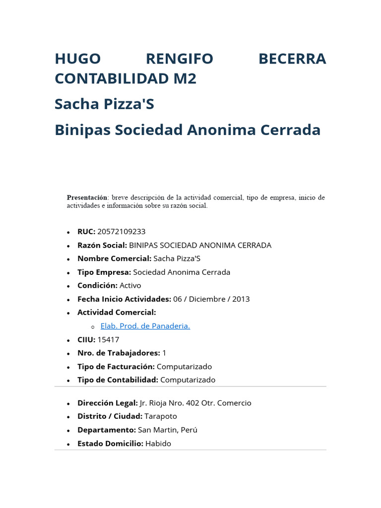 Hugo Rengifo Becerra Contabilidad M2 | PDF