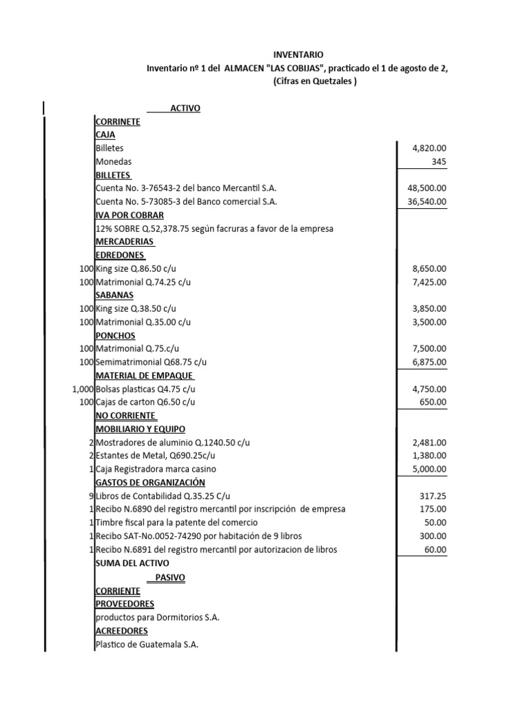 Inventario | PDF | Economias | Servicios financieros