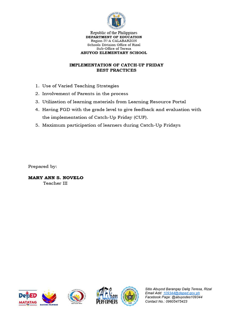 Catch-Up Friday Best Practices Guide | PDF