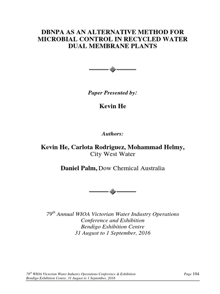 DBNPA in | PDF | Membrane | Environmental Engineering
