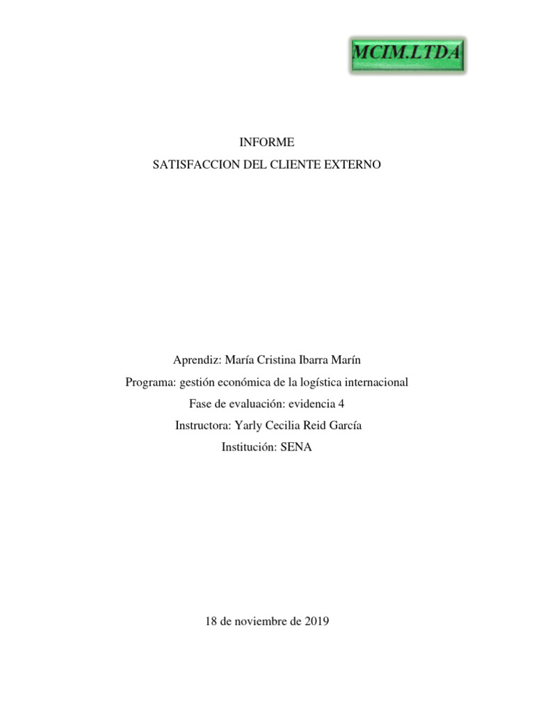 INFORME de Satisfaccion Del Cliente Externo | PDF | Business ...