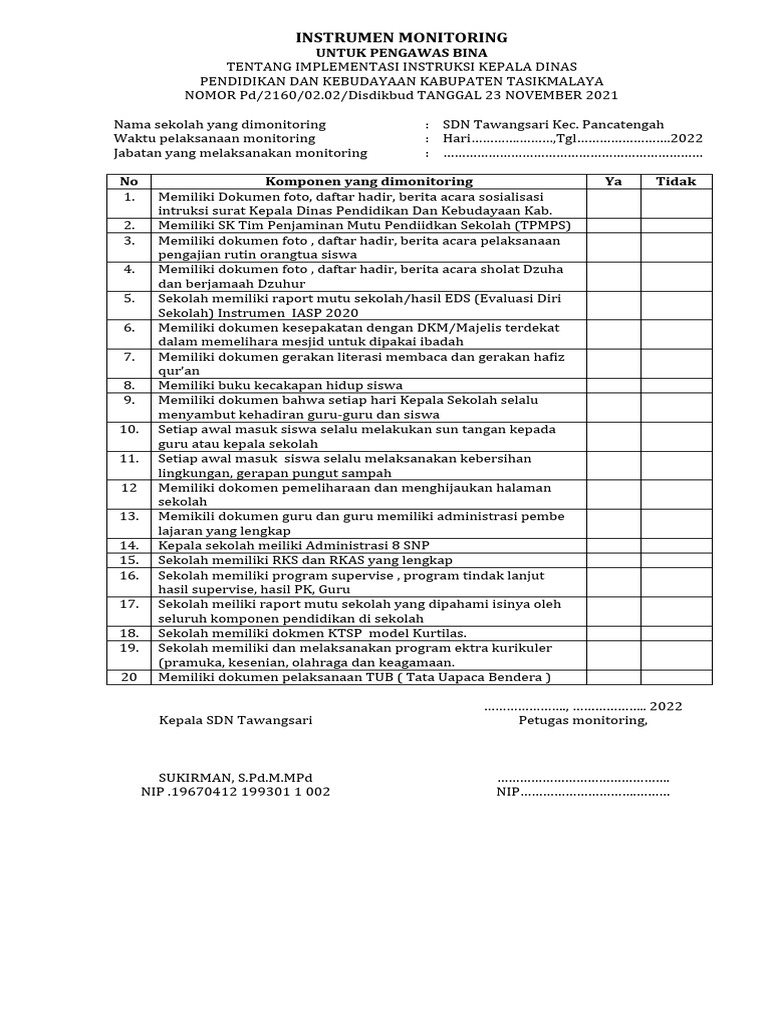 Instrumen Monitoring | PDF