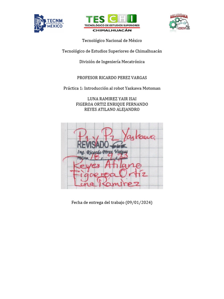 Reporte de Practica 1 Yaskawua | PDF | Robot | Robótica