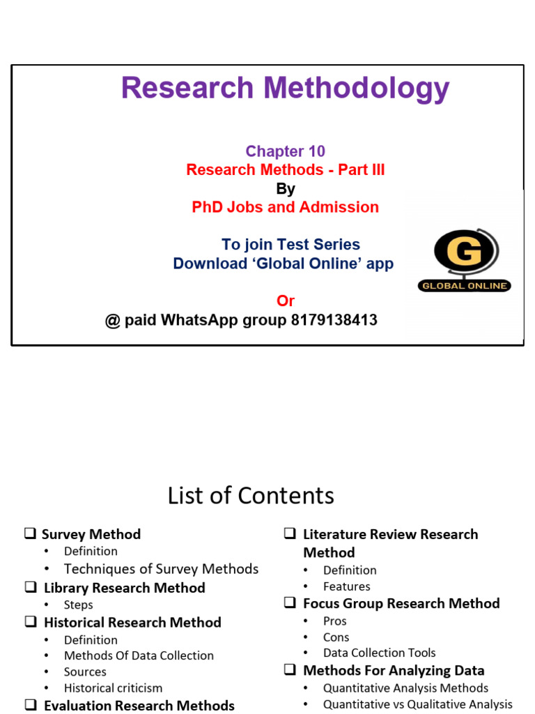 CHP 10 Research Methods Part III | PDF | Focus Group | Survey Methodology