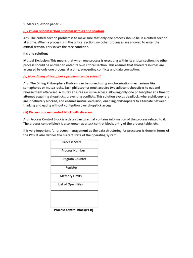 Os Previous Year Question Paper | PDF | Process (Computing) | Computing