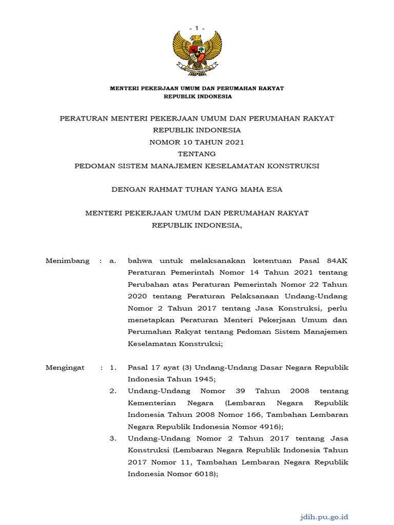 Pedoman Keselamatan Konstruksi 2021 | PDF | Sains & Matematika | Teknologi & Rekayasa