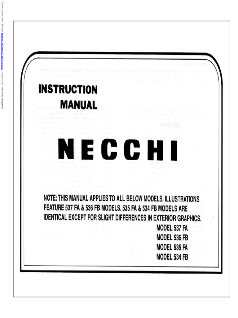 Necchi 534/535/536/537 Sewing Machine Instruction Manual | PDF | Computers