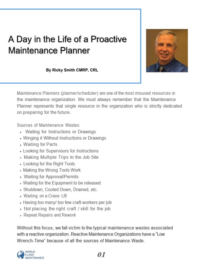 Day in The Life of A Proactive Maint Planner | PDF
