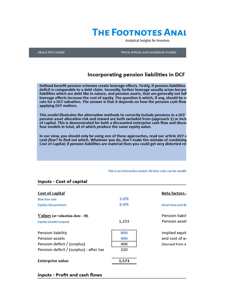 DCF and Pensions The Footnotes Analyst | PDF | Discounted Cash Flow ...
