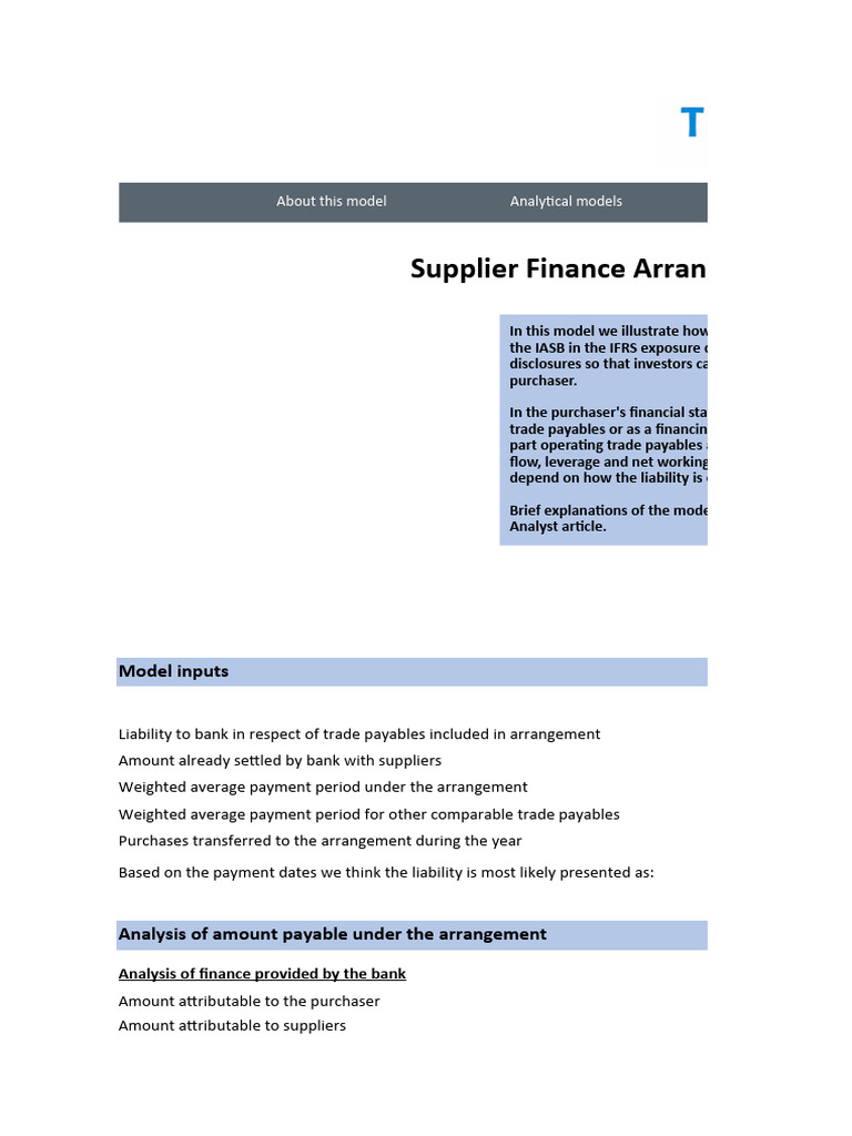 Supplier Finance Arrangements The Footnotes Analyst | PDF | Working ...