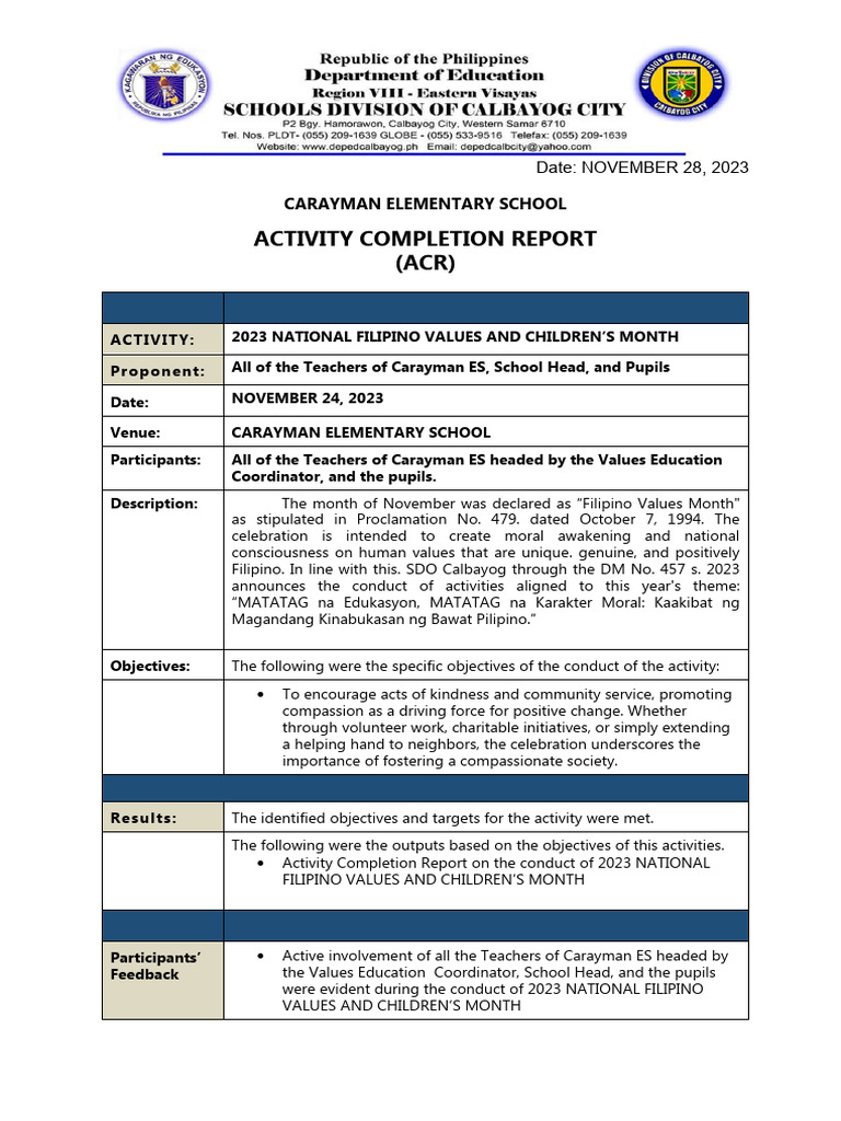 3rd Quarter Accomplishment Completion Report (ACR) | PDF | Teachers | Learning