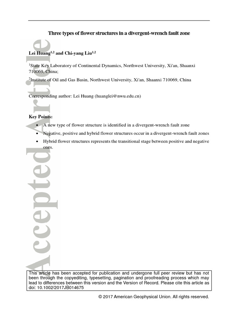 Three Types of Flower Structures in A Divergent-Wrench Fault Zone ...