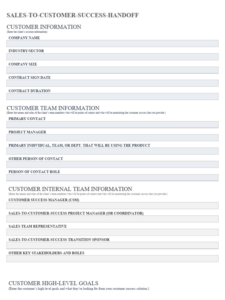 Sales To Customer Success Handoff | PDF | Customer Satisfaction ...