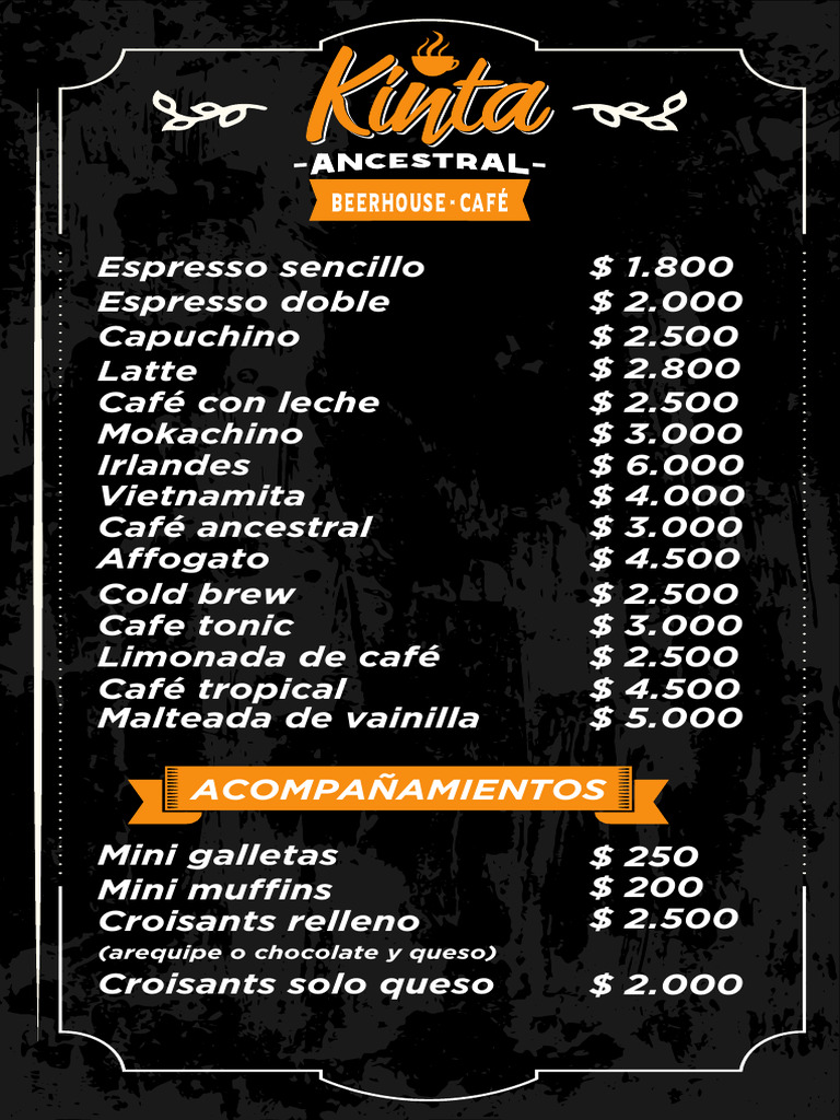 Kinta Ancestral Menu | PDF | Cocina, comidas y vino