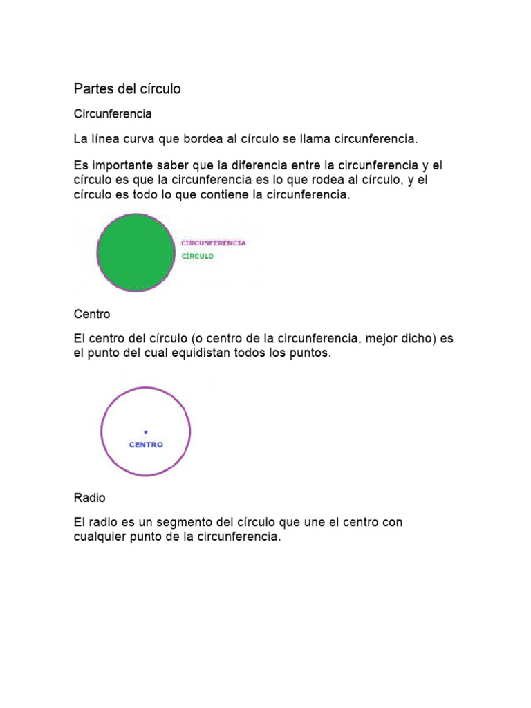 Partes Del Círculo | PDF