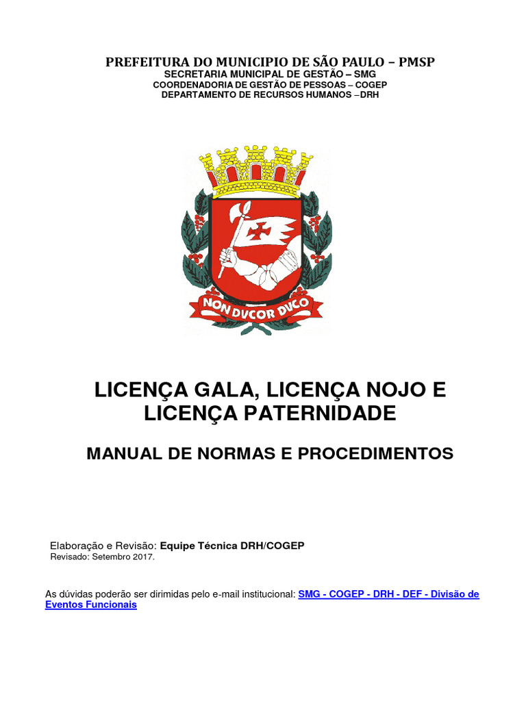 Manual de Normas e Procedimentos Licena Gala Licena Nojo e Licena ...