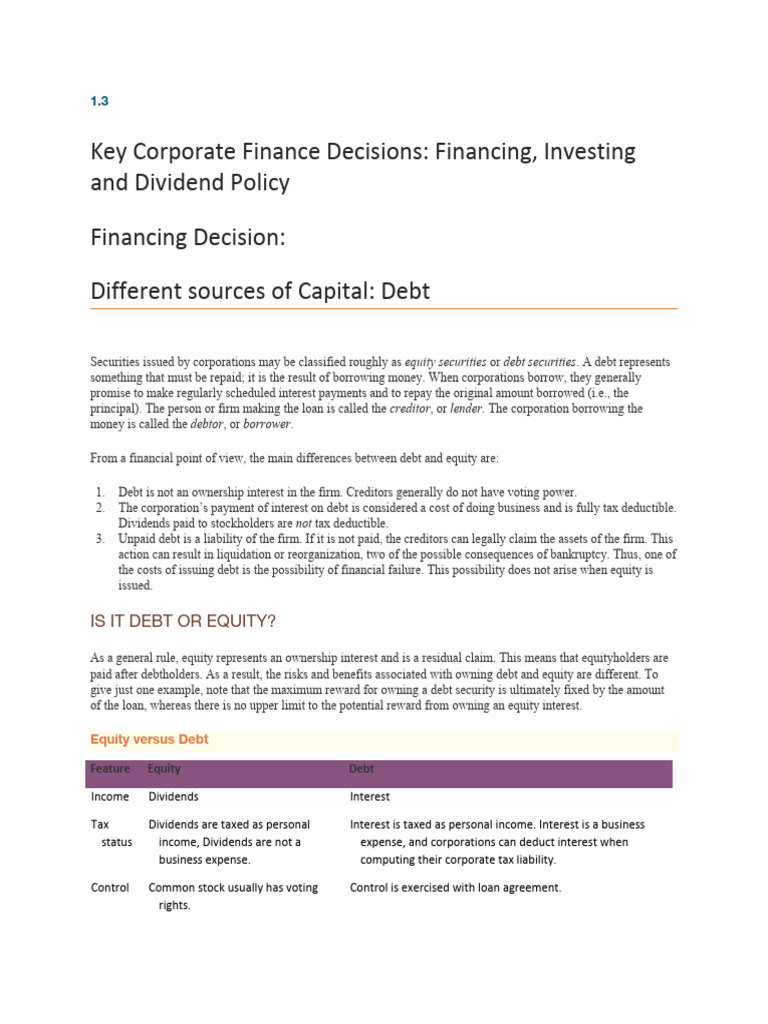 Corporate Finance 2 | Download Free PDF | Debt | Equity (Finance)
